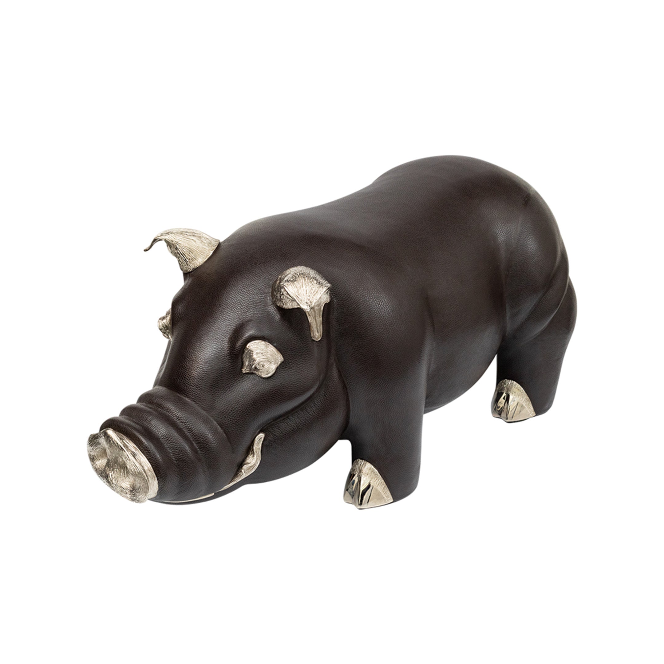 Brown Leather Pig Stool - Home Decoration | Lotus Arts de Vivre
